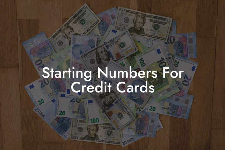 Starting Numbers For Credit Cards - Flik Eco